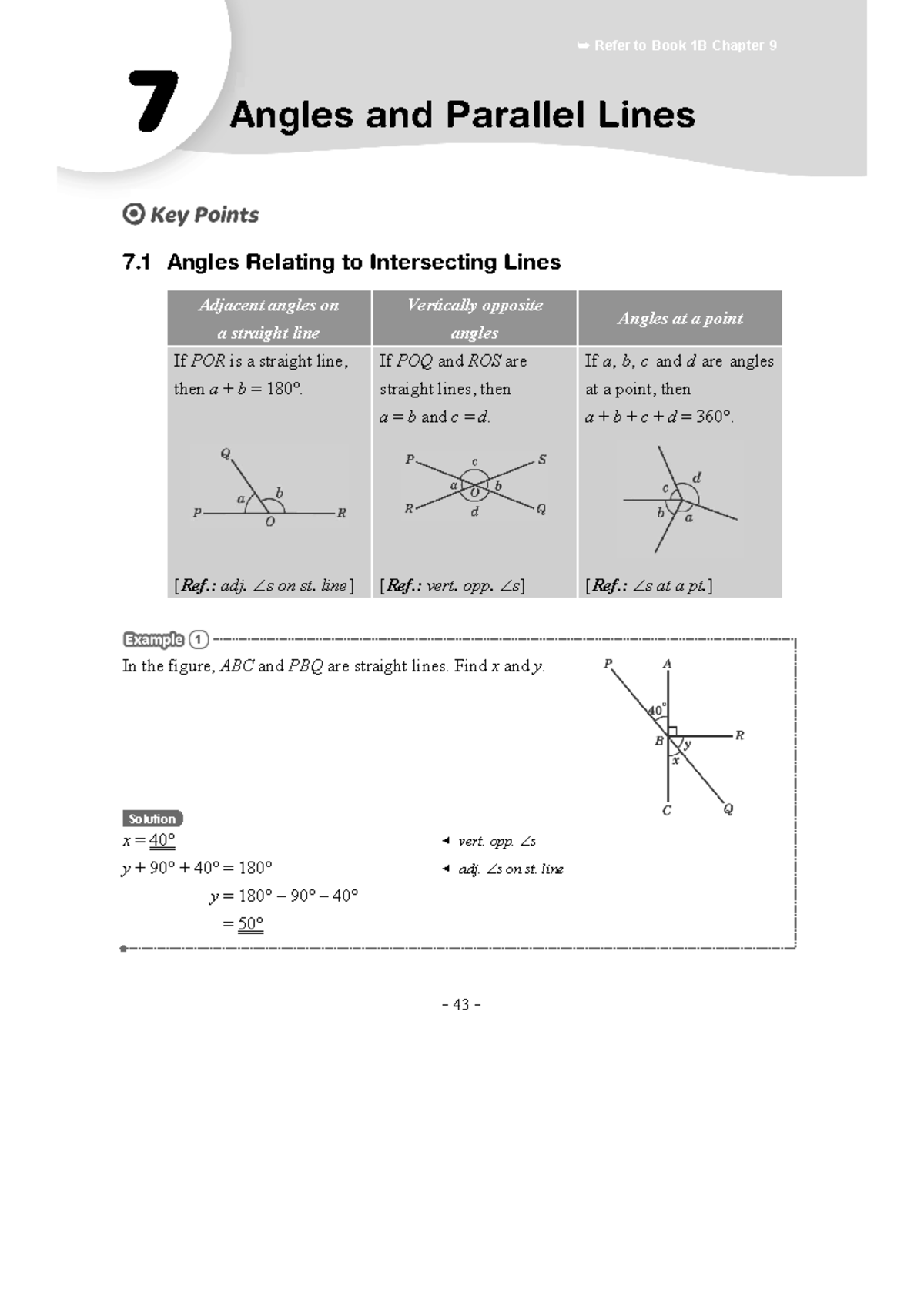 OJM summer S1S2 ch7 e - Math exercise - 7 Angles Relating to Intersecting Lines Adjacent angles ...