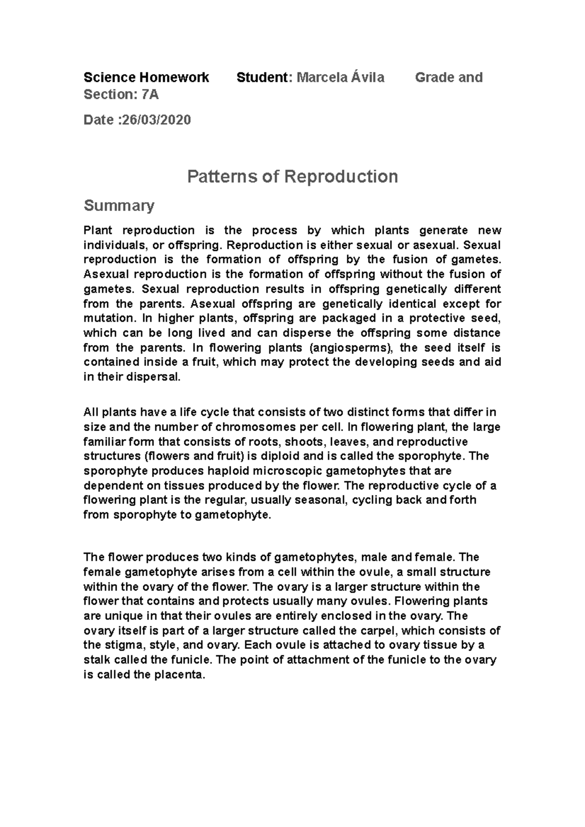 Science Homework ...