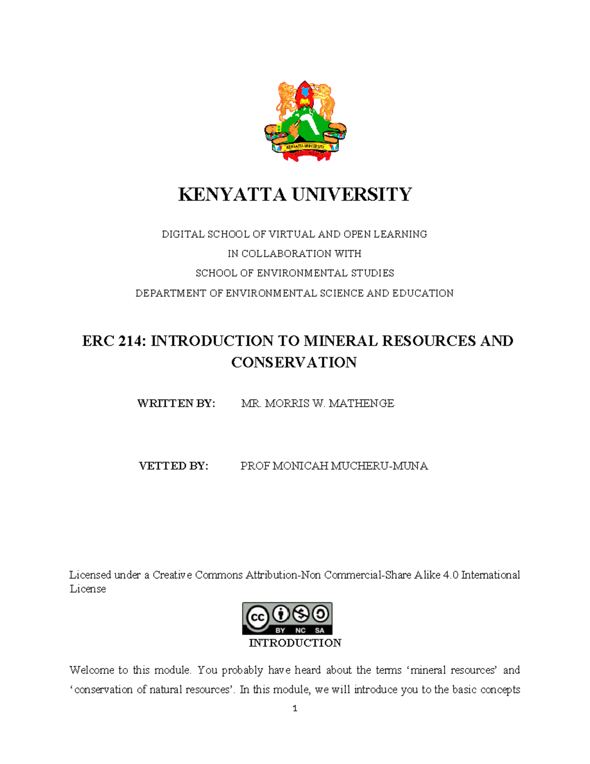 ERC 214 - Mathenge Corrected (Vetted) Module - KENYATTA UNIVERSITY ...