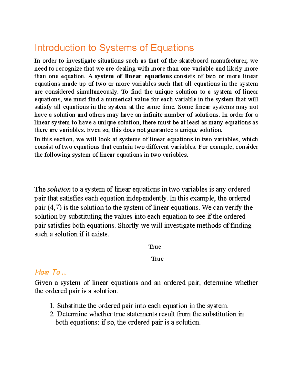 Introduction to Systems of Equations - A system of linear equations ...
