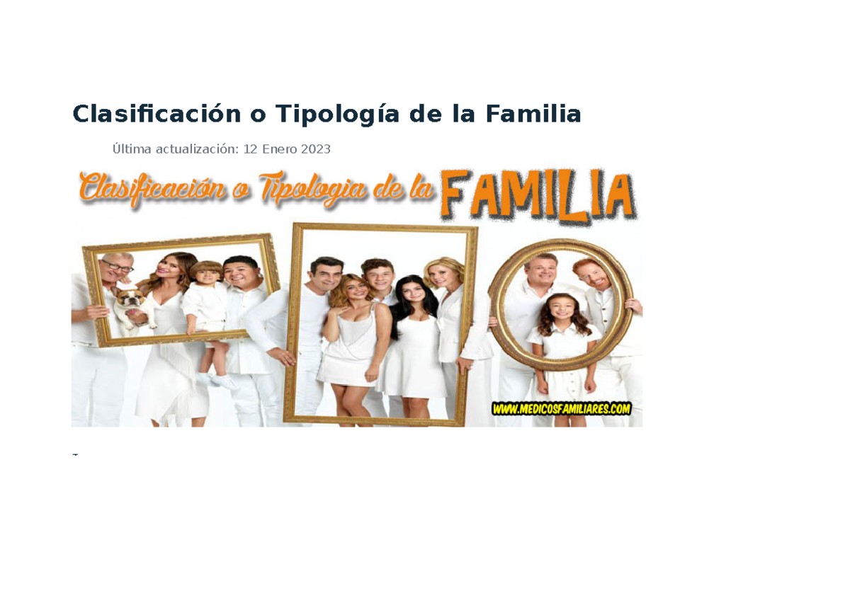Tipologia DE Familias - Clasificación o Tipología de la Familia Última ...