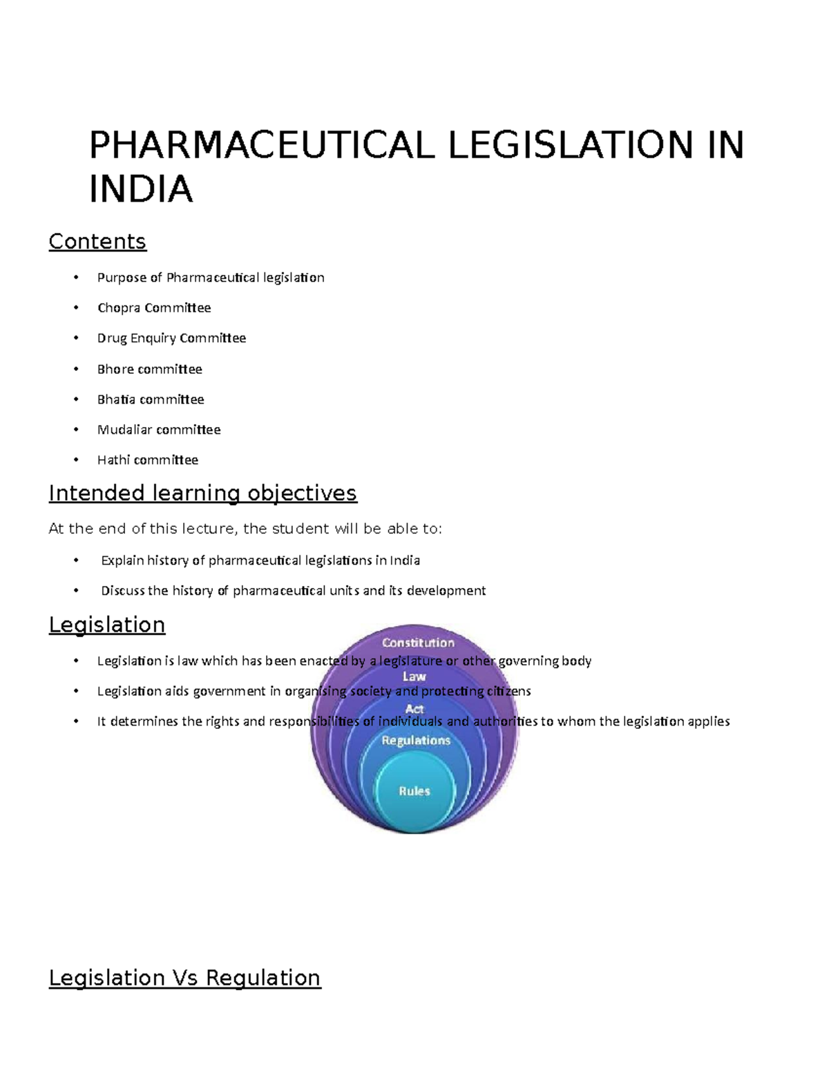 Chapter - 7 Pharmaceutical Legislation IN India - PHARMACEUTICAL ...