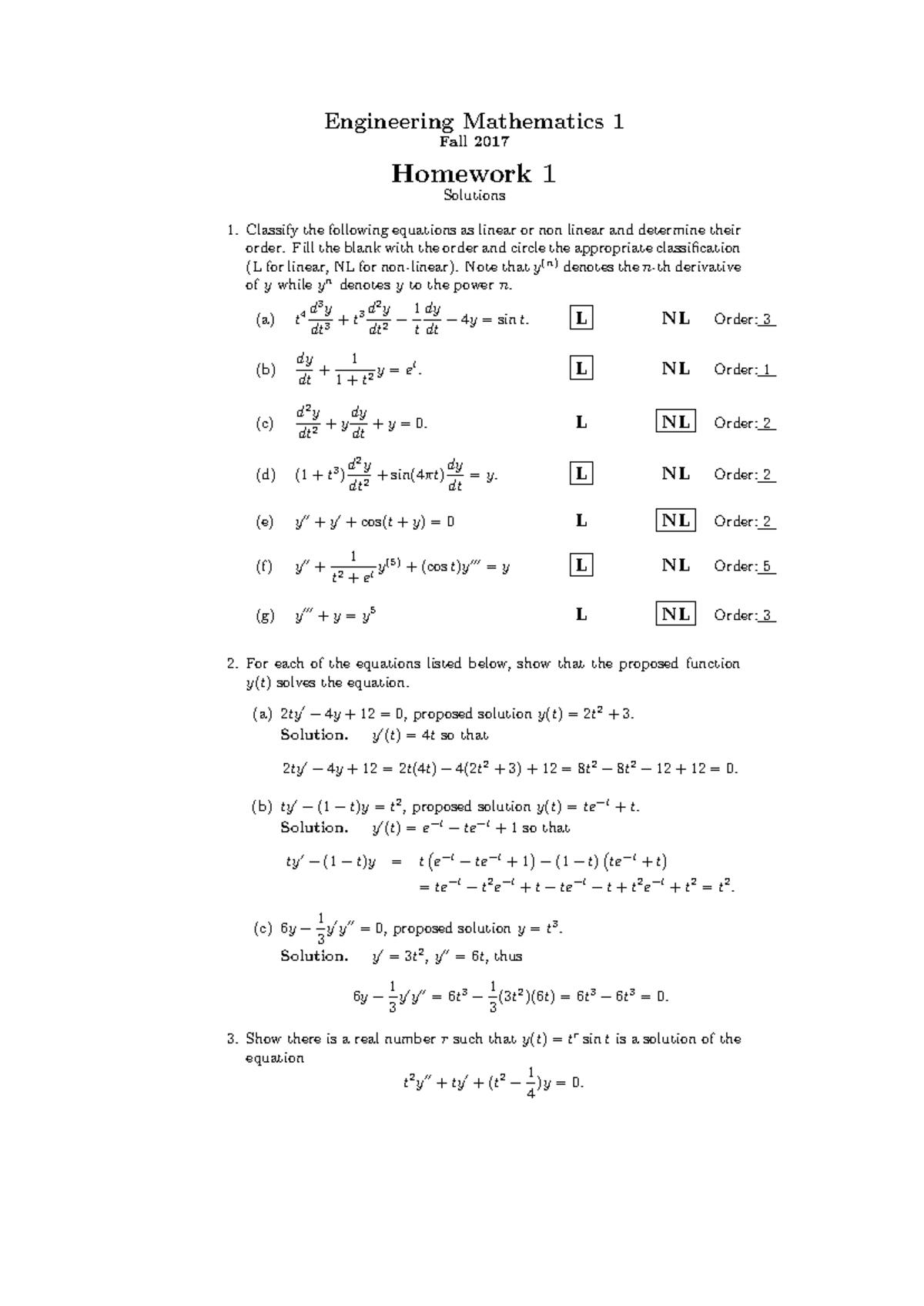 Homework assignment 1 solution - Engineering Mathematics 1 Fall 2017 ...