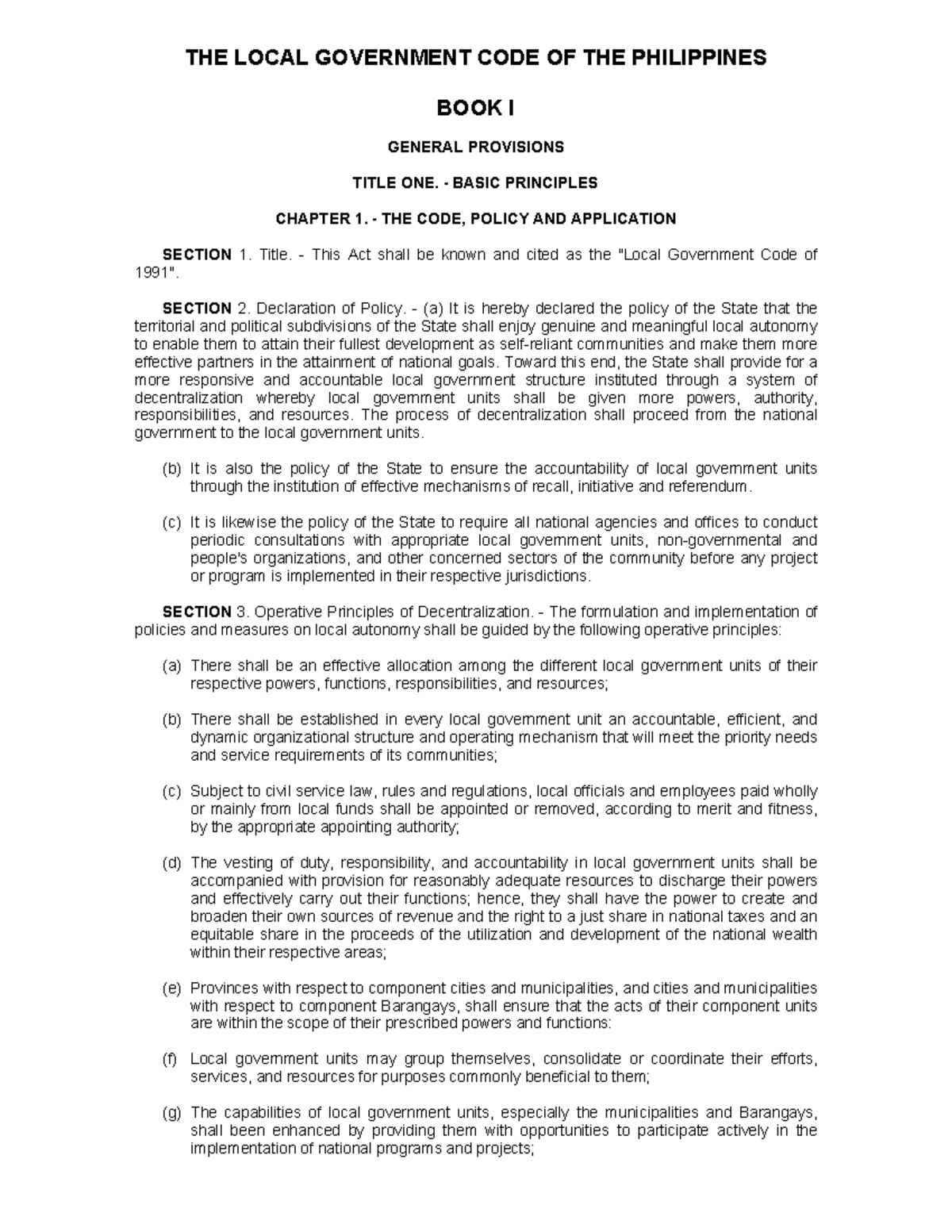 Local Government Code - Codal - THE LOCAL GOVERNMENT CODE OF THE ...