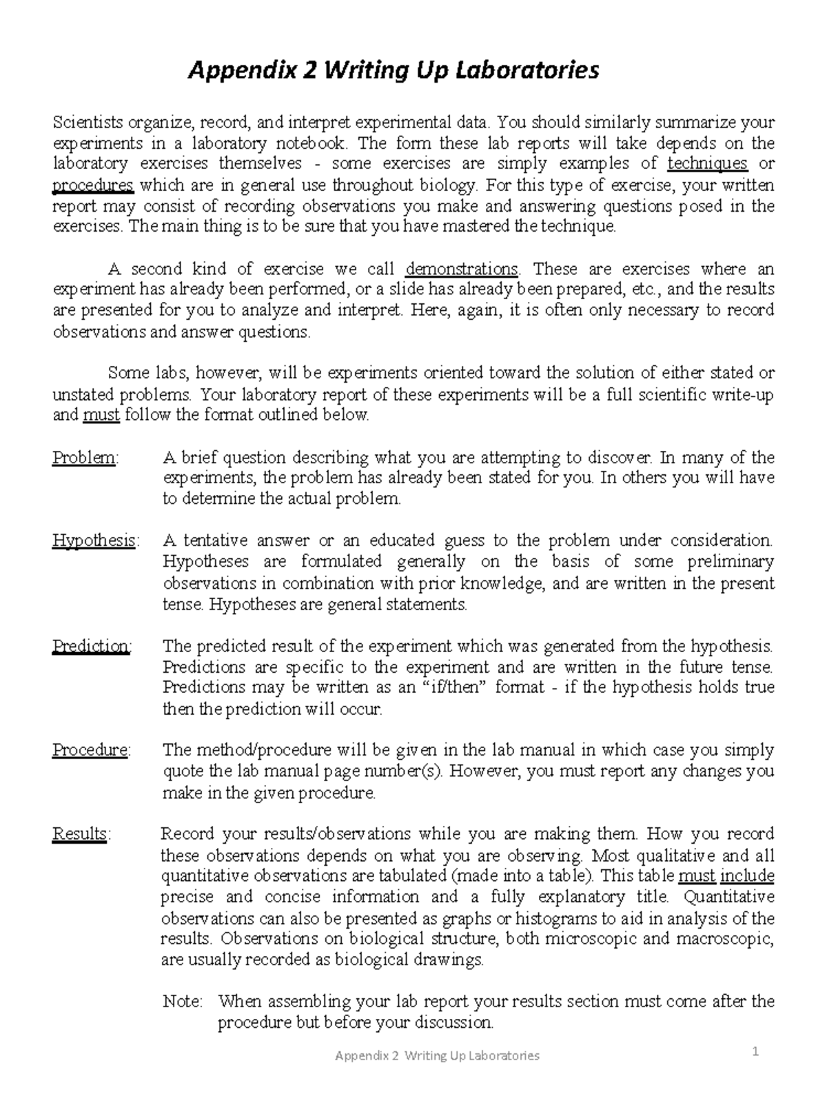 Appendix 2 Writing Up Laboratories - Appendix 2 Writing Up Laboratories ...