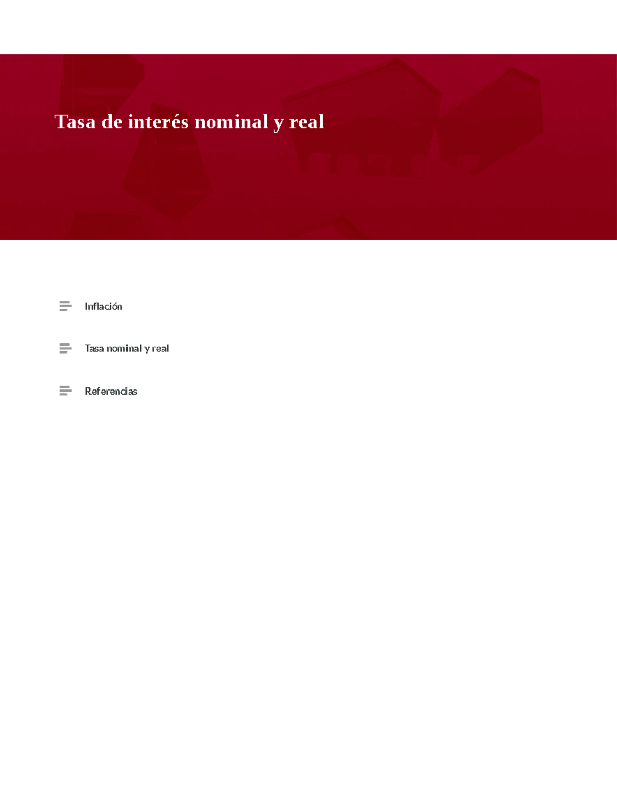 Tasa de interés nominal y real - Inación Tasa nominal y real ...