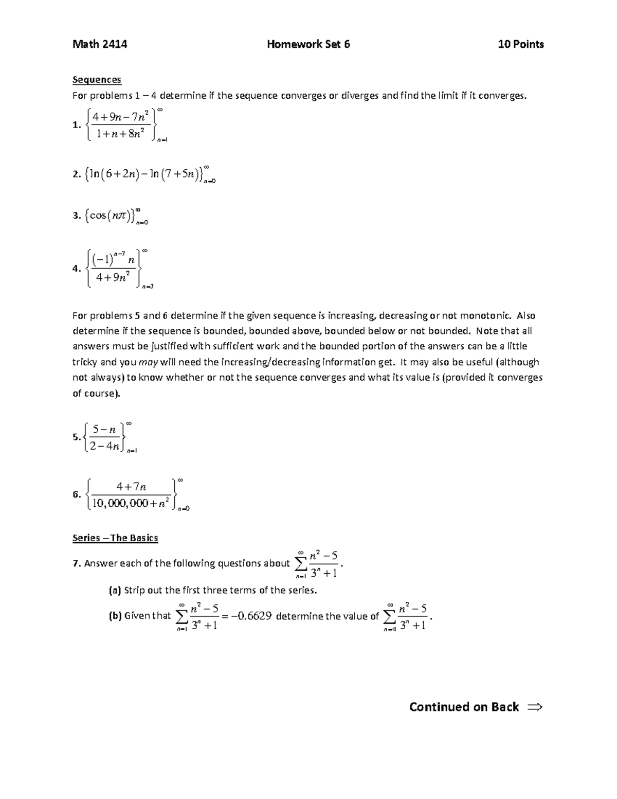 Hw 06 spring 2017 questions - Math 2414 Homework Set 6 10 Points ...