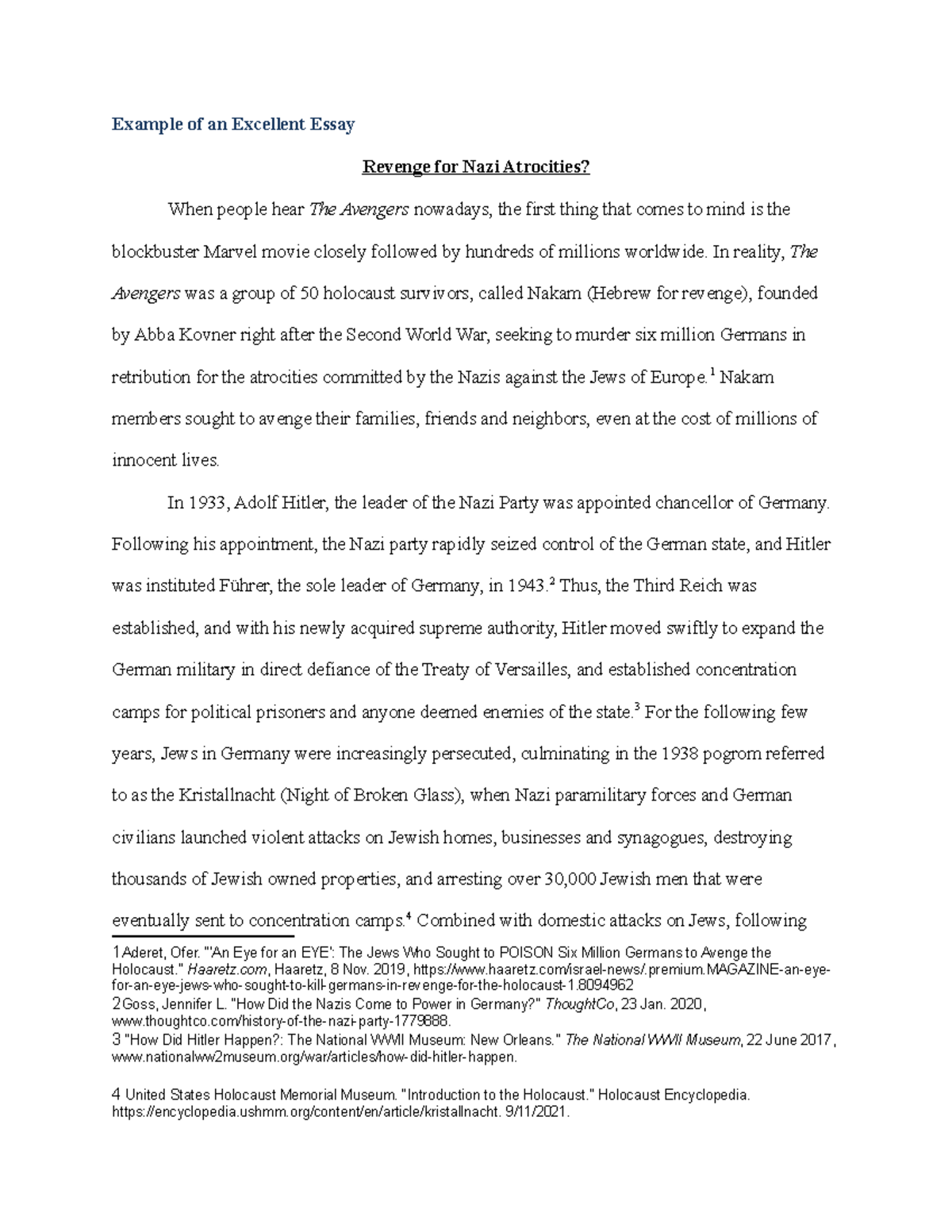 Example of excellent essay 2 - Example of an Excellent Essay Revenge ...
