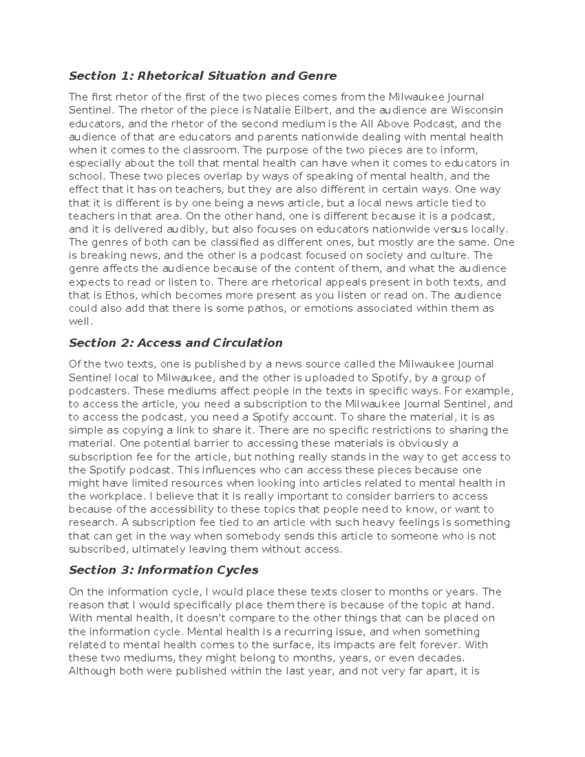 Segment One Phase 3 - Section 1: Rhetorical Situation and Genre The ...