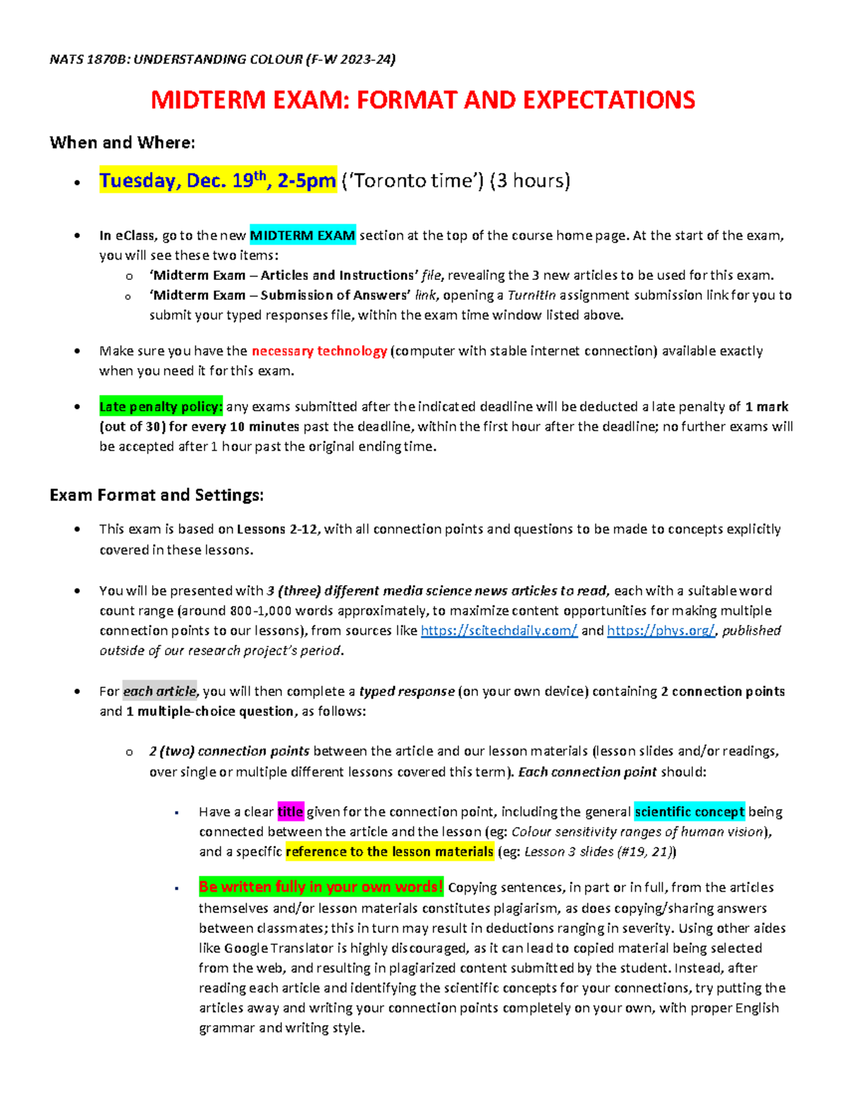 1 1870 - Exam 1 - Format and Expectations - NATS 1870B: UNDERSTANDING ...