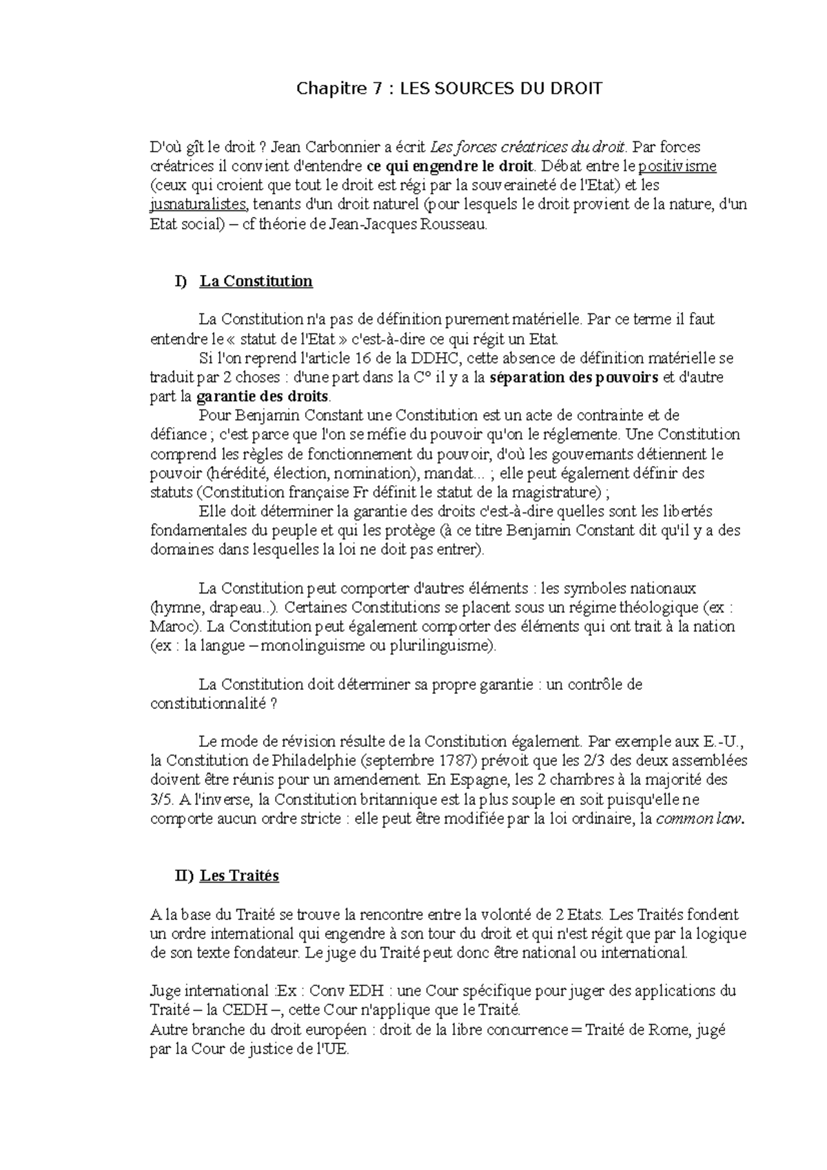 Chapitre 7 - Chapitre 7 : LES SOURCES DU DROIT D'où gît le droit ? Jean ...