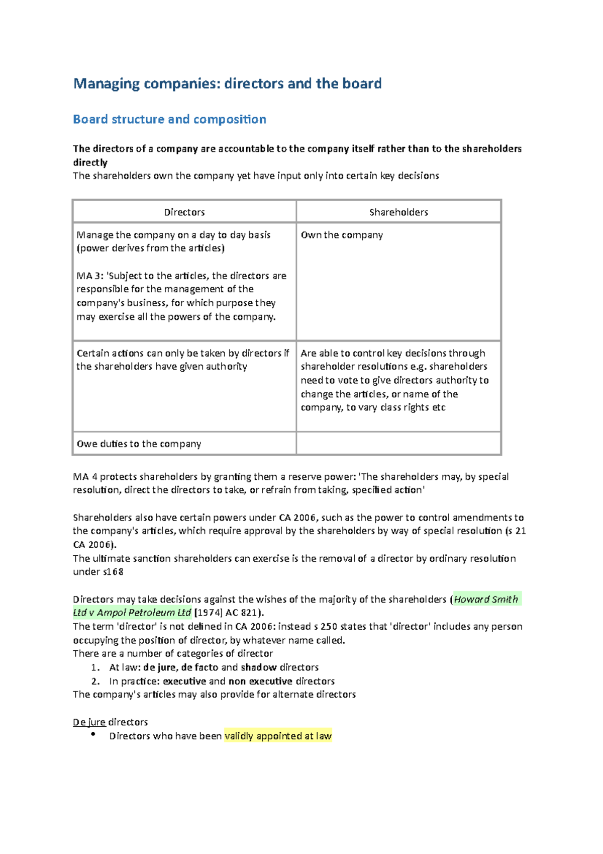 Directors and the board - Managing companies: directors and the board ...