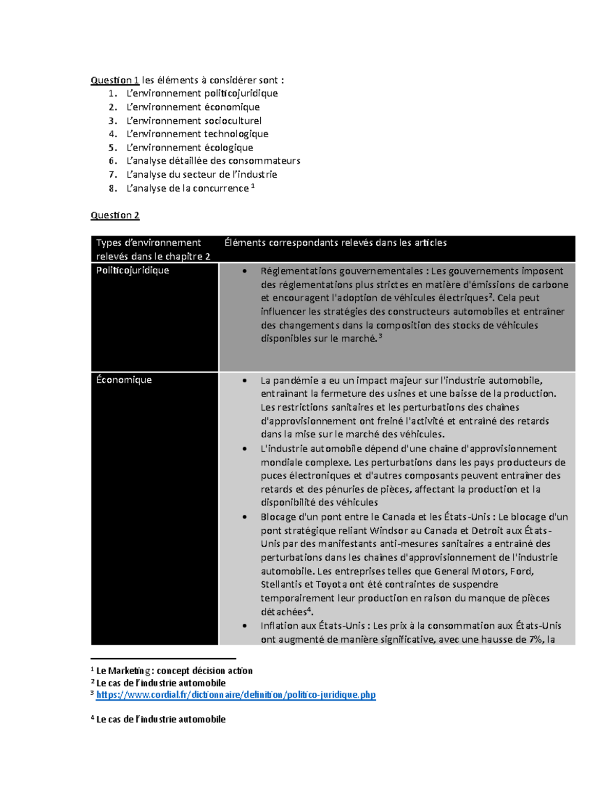 ADM 2007 - TN3 - Question 1 les éléments à considérer sont : 1. L ...