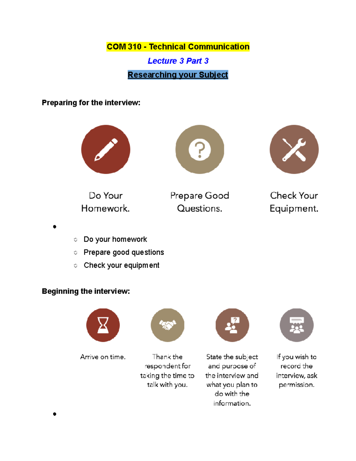 COM 310 Lecture 3 Part 3 - Spring 2020 - COM 310 - Technical Communication Lecture 3 Part 3 ...