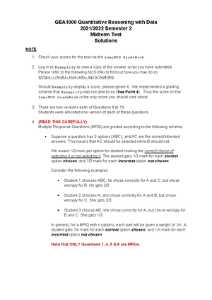 GEA1000 Tutorial 1 solution - GEA1000 QUANTITATIVE REASONING WITH DATA TUTORIAL 1 Please work on ...