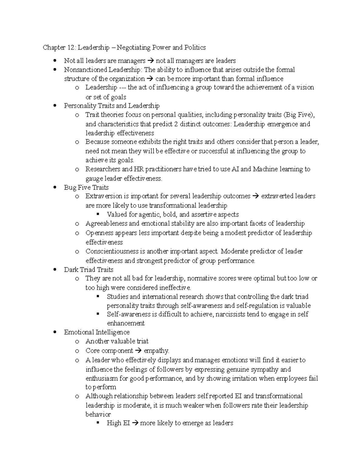 I-Core Leadership Component BUS-Z 370 Types of Leadership - Chapter 12 ...