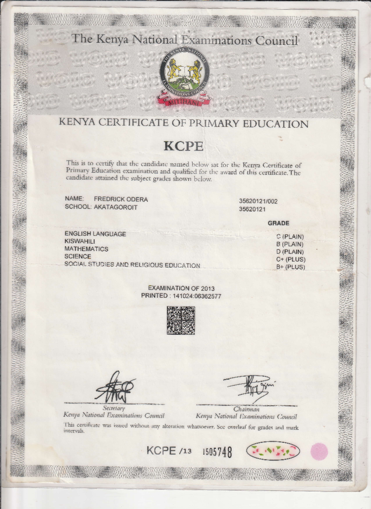 Kcpe cert - Networking - The Kenya I.,Ta ons Council Secretary Kenya ...