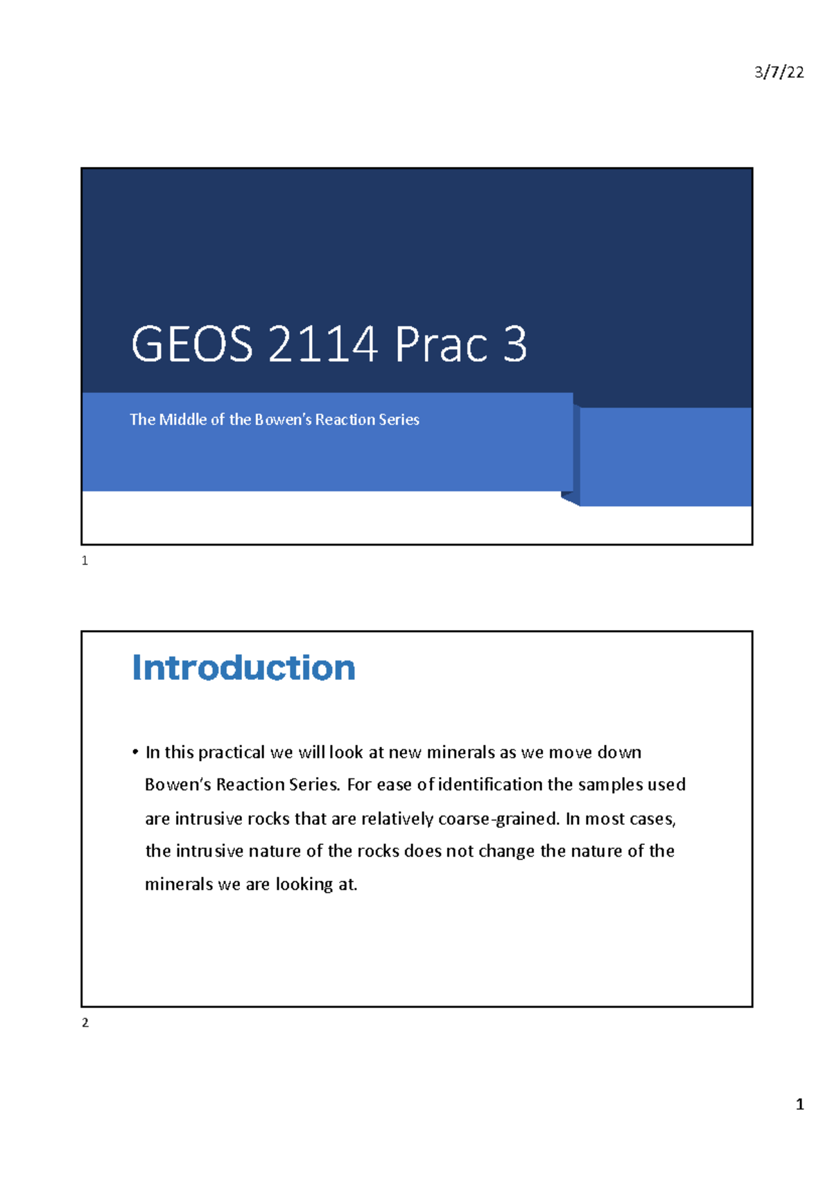 Prac 3 - Prac 3 notes - GEOS 2114 Prac 3 The Middle of the Bowen’s ...