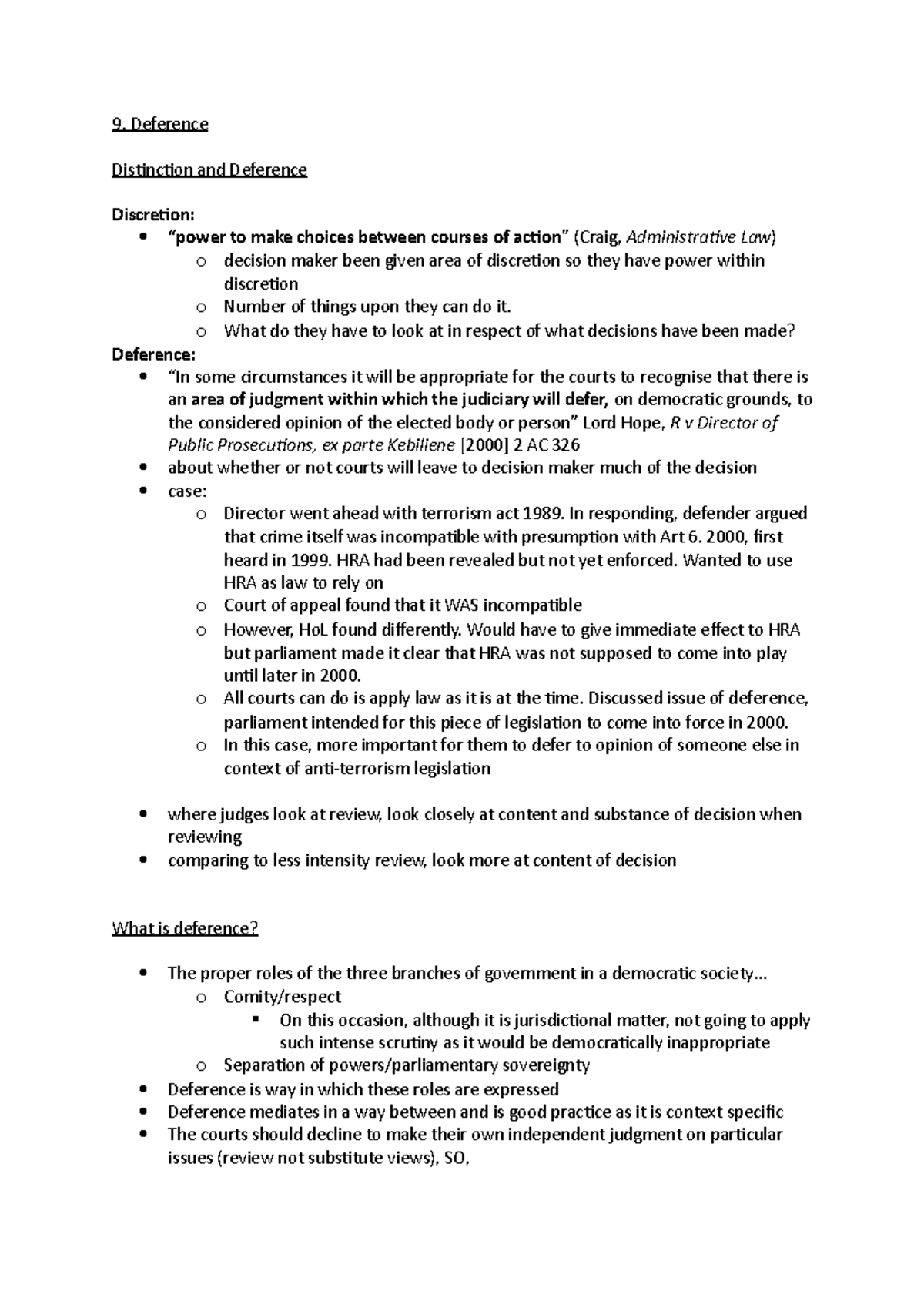 9. Deference - lecture notes - 9. Deference Distinction and Deference ...