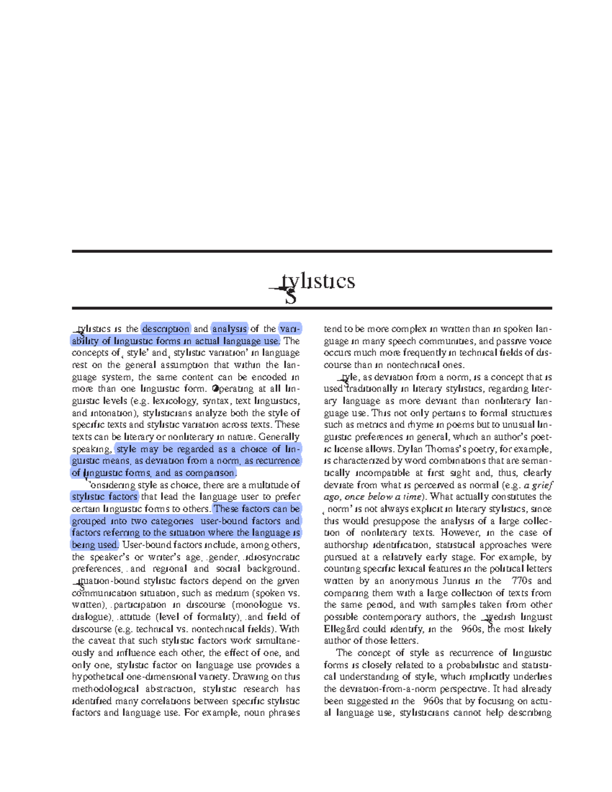 Stylistics - The concepts of ‘style’ and ‘stylistic variation’ in ...