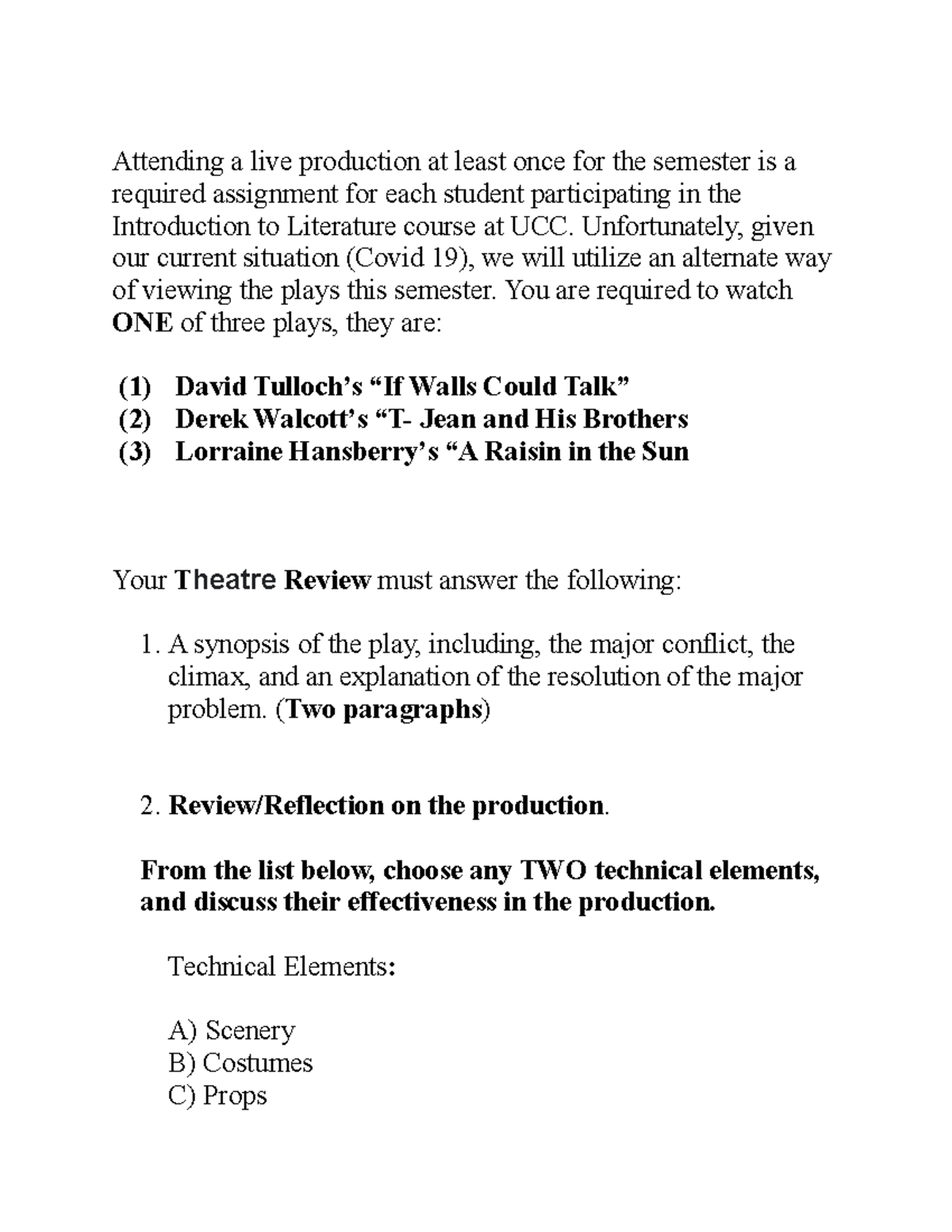 Theatre Review - Attending a live production at least once for the ...