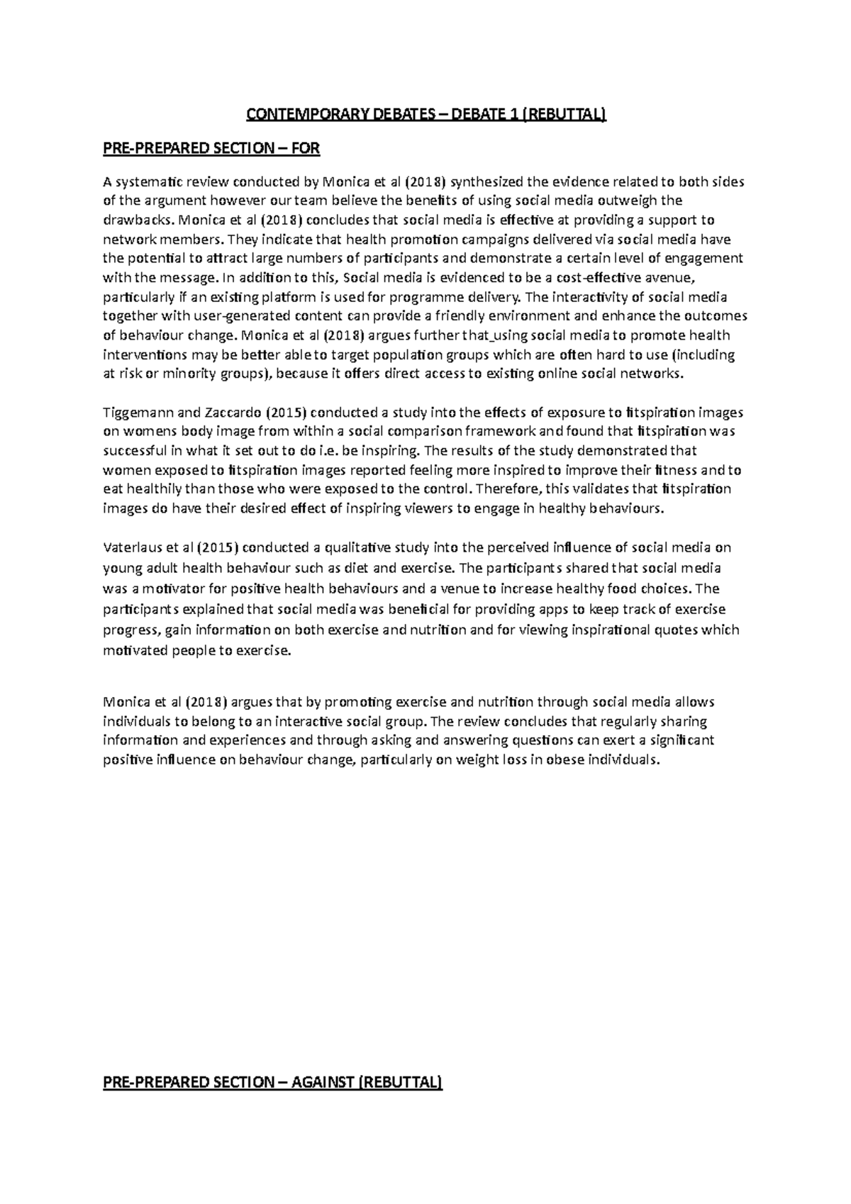 Contemporary Debates Script - CONTEMPORARY DEBATES – DEBATE 1 (REBUTTAL ...