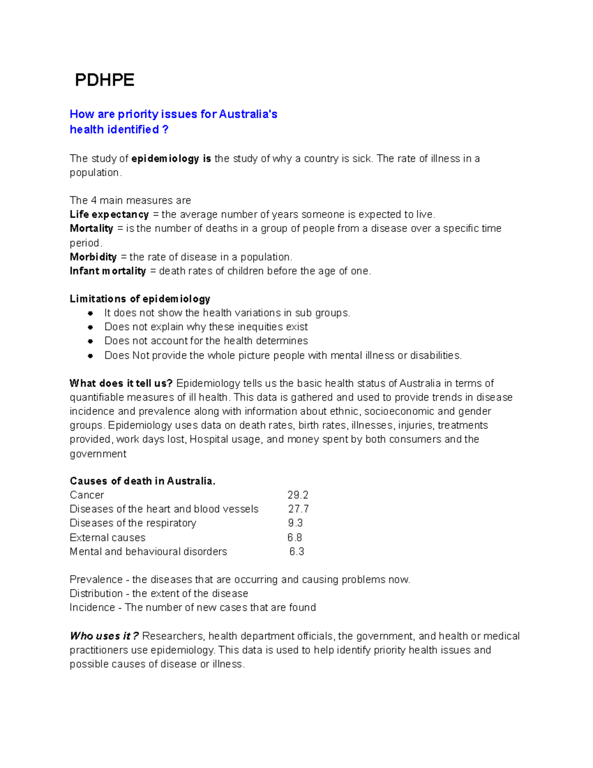 Pdhpe - Health priorities in Australia - PDHPE How are priority issues ...