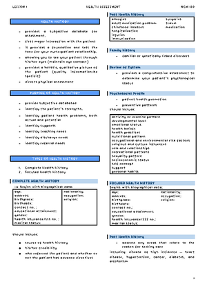 Transes for health assessment - a study material - FINALS REVIEWER ...