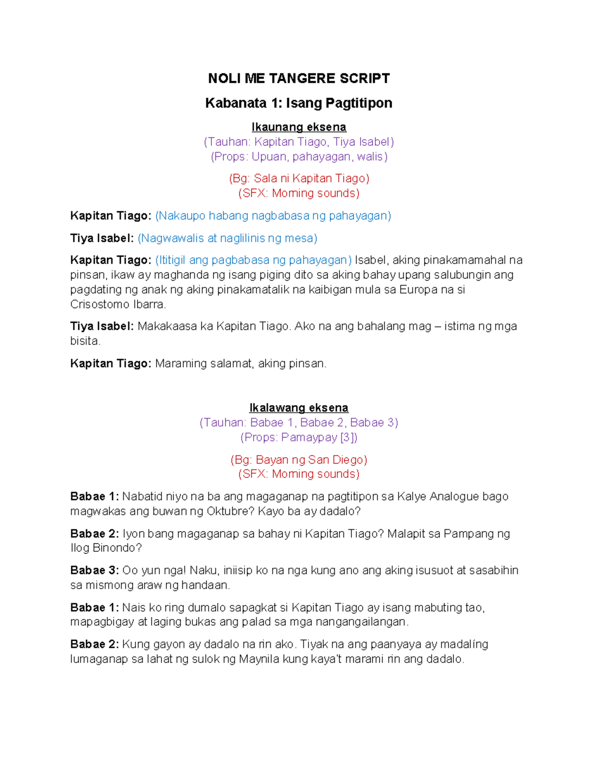 Pdfcoffee.com noli-me-tangere-script-shorthened-pdf-free - NOLI ME TANGERE SCRIPT Kabanata 1 ...