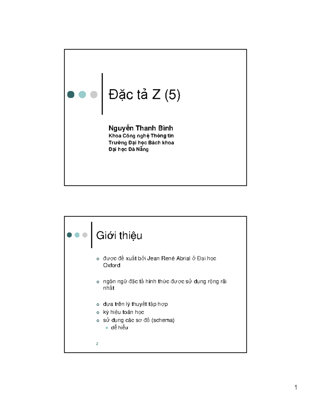 5-Dac Ta Z - Công nghệ phần mềm - ð c t Z (5) Nguy n Thanh Bình Khoa Công ngh Thông tin Trư ng ð ...