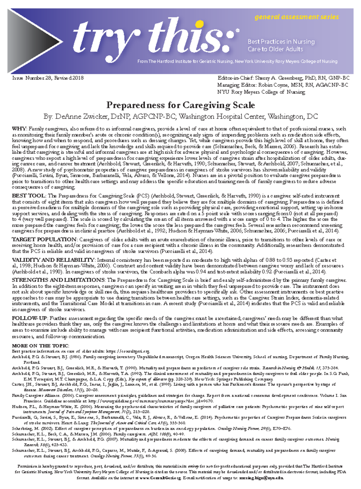 Caregiver Spices - From The Hartford Institute for Geriatric Nursing ...