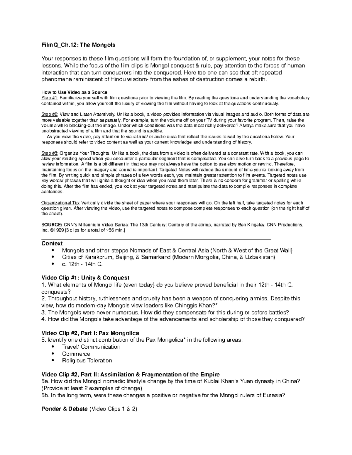 51824207 Film Q The Mongols - FilmQ_Ch: The Mongols Your responses to ...