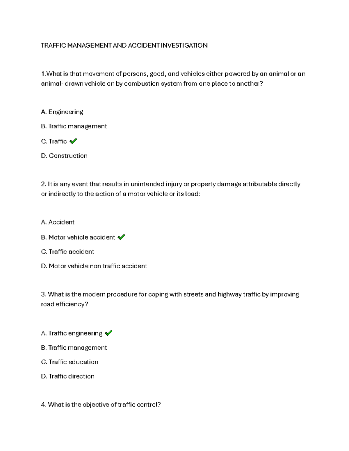 Traffic-management- Questionnaire - TRAFFIC MANAGEMENT AND ACCIDENT ...