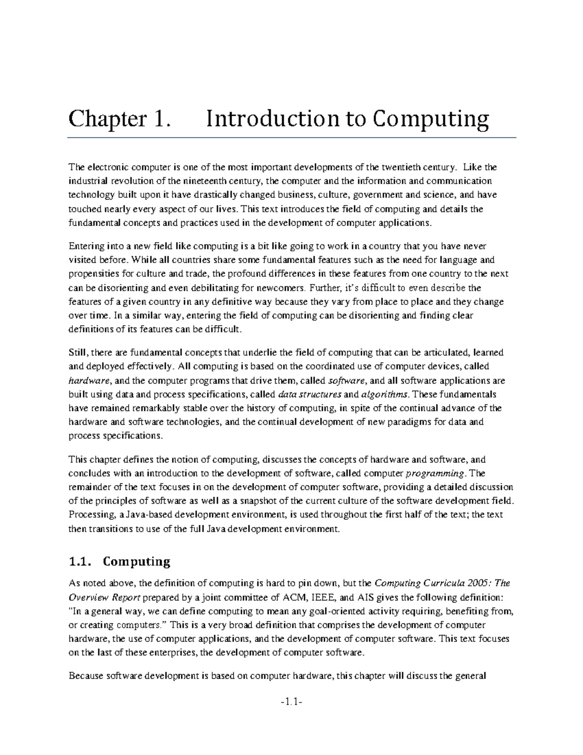 Computing 101 - Chapter 1. Introduction to Computing The electronic ...