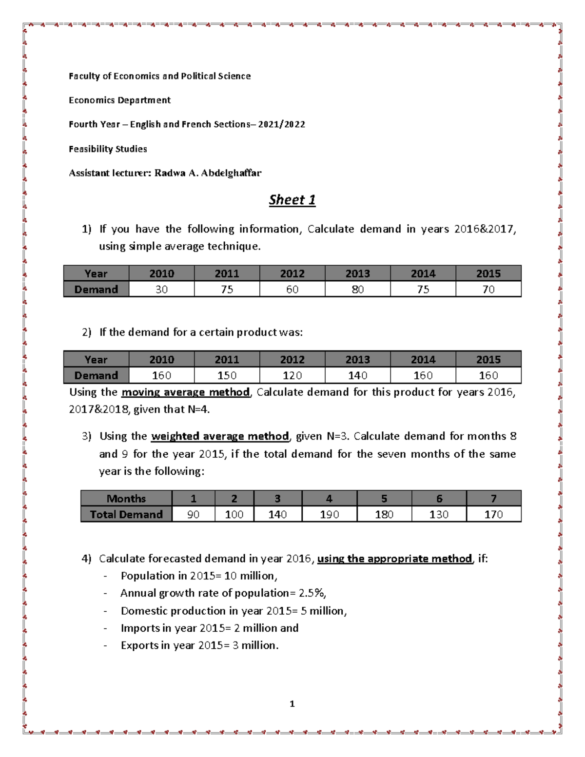 Sheet 1 for first chapter for feasibility Study - Strategic Marketing ...