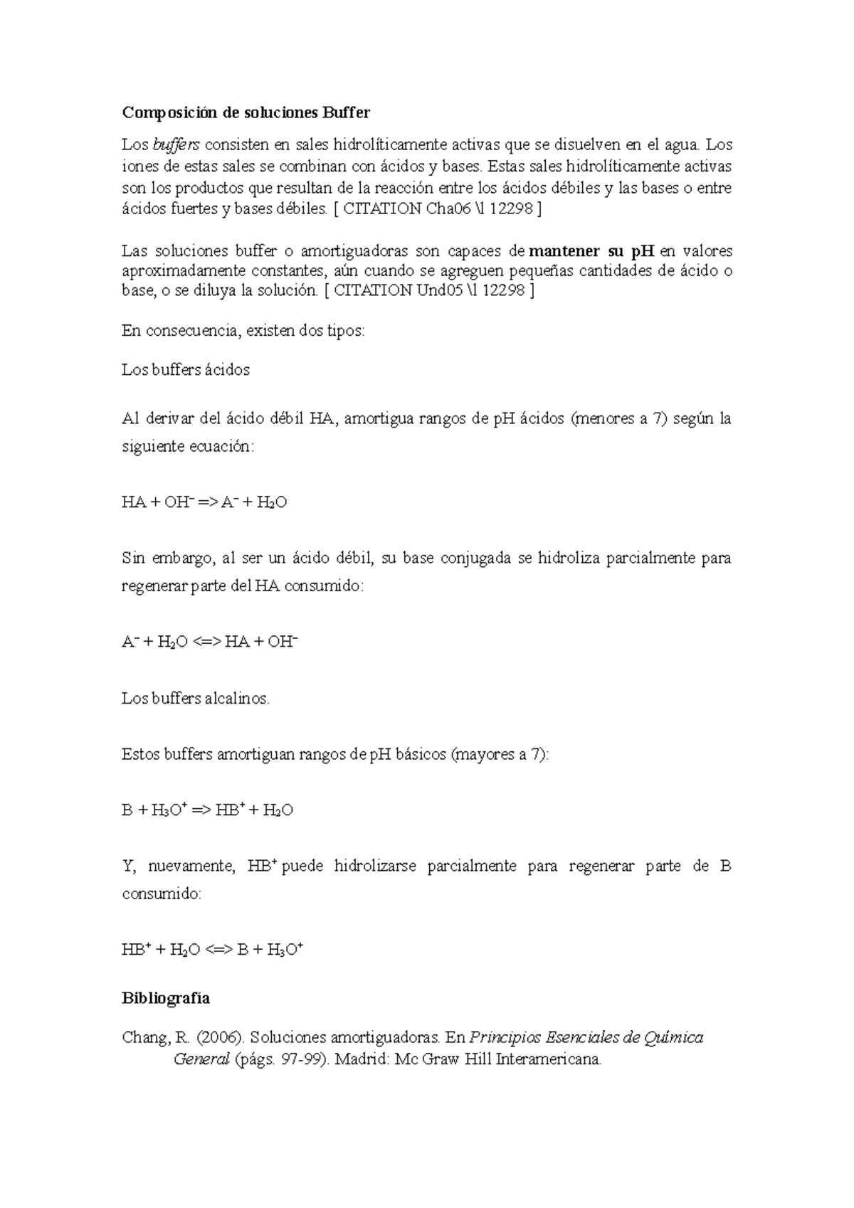 Soluciones Buffer - Composición de soluciones Buffer - Studocu