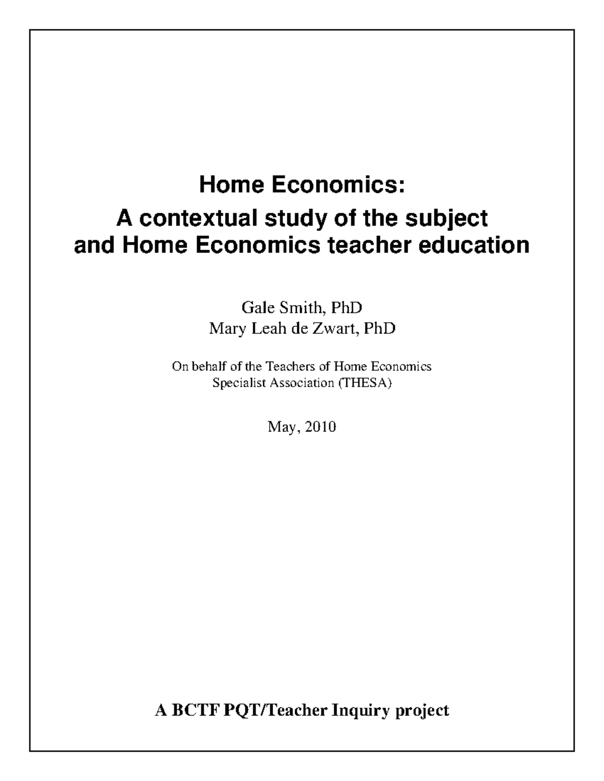 Inquiry contextual - aweaweaweawewaewae4545454 - Home Economics: A ...