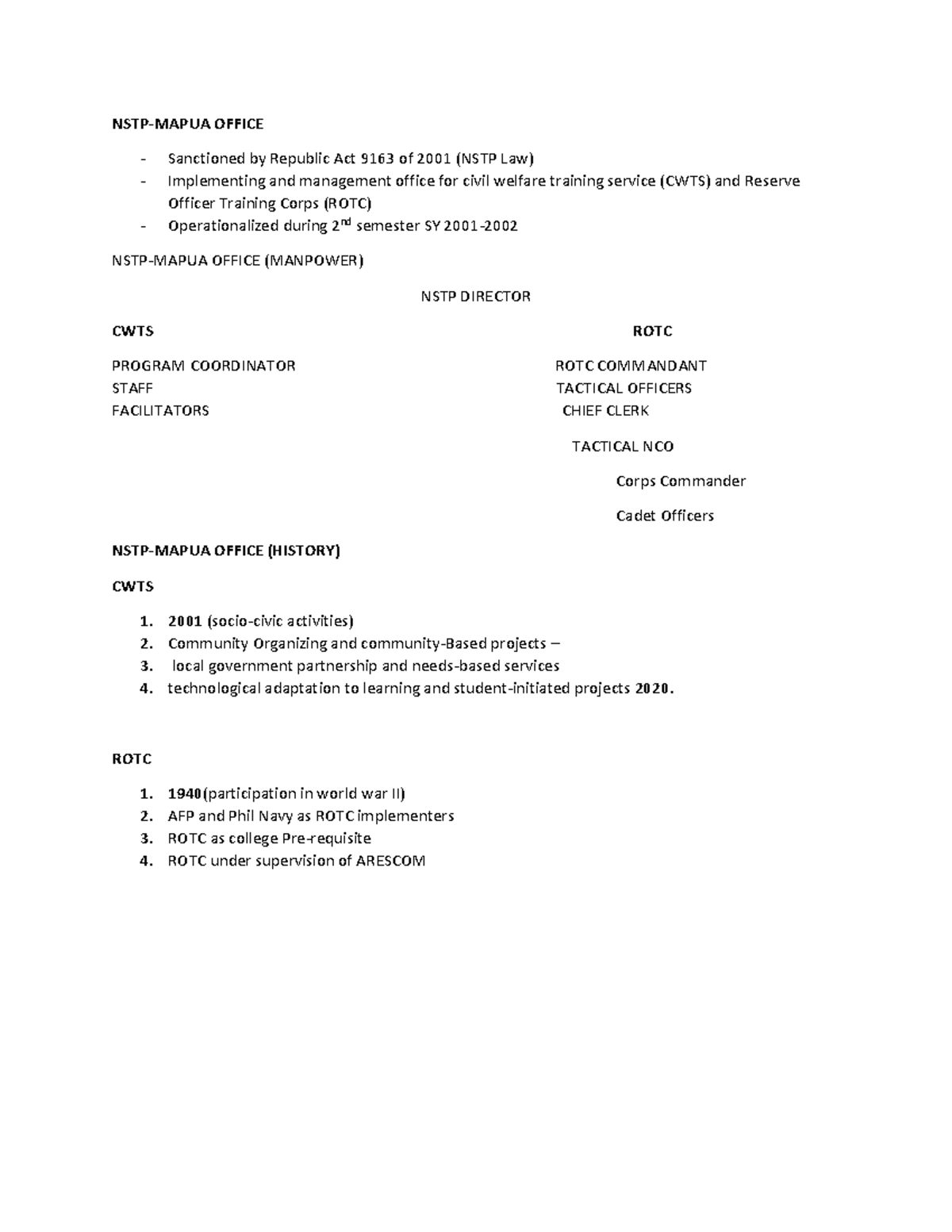 THE- Mapua-NSTP - The NSTP - NSTP-MAPUA OFFICE Sanctioned by Republic ...