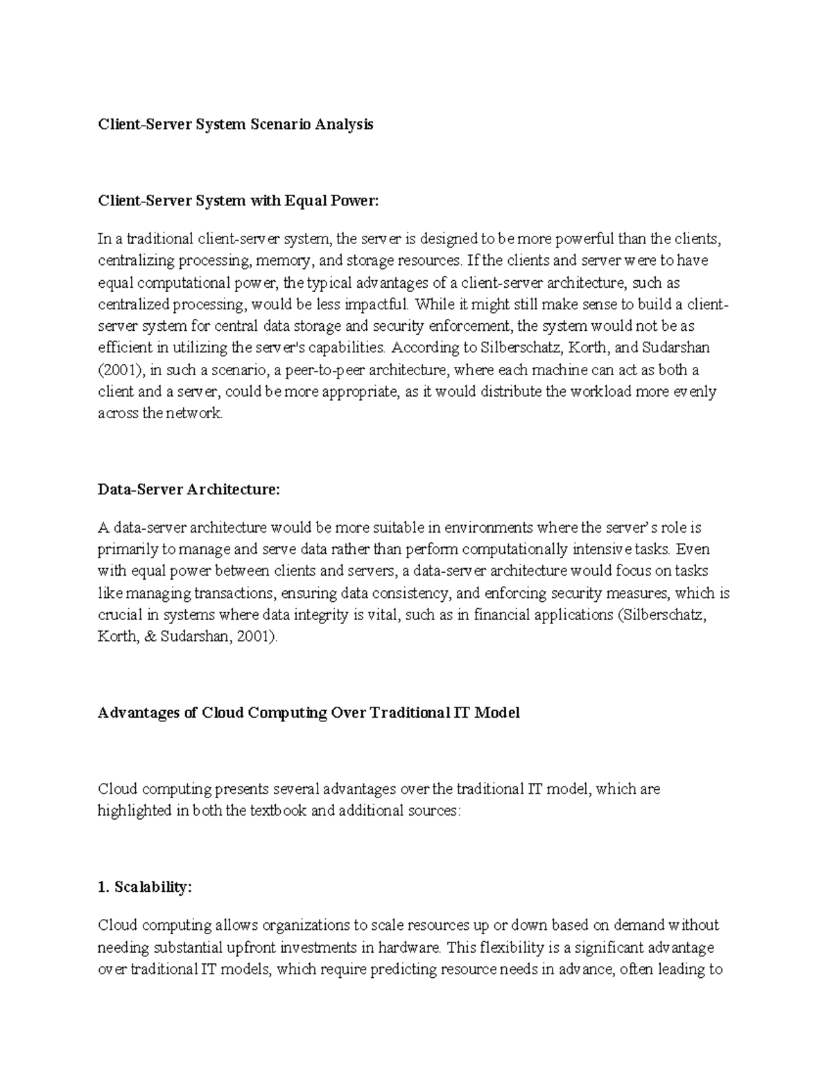 CS 3306 Learning Journal Unit 8 - Client-Server System Scenario Analysis Client-Server System ...