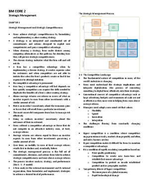 BM CORE 2 - Chapter 1 - BM CORE 2 Strategic Management Chapter 1 ...
