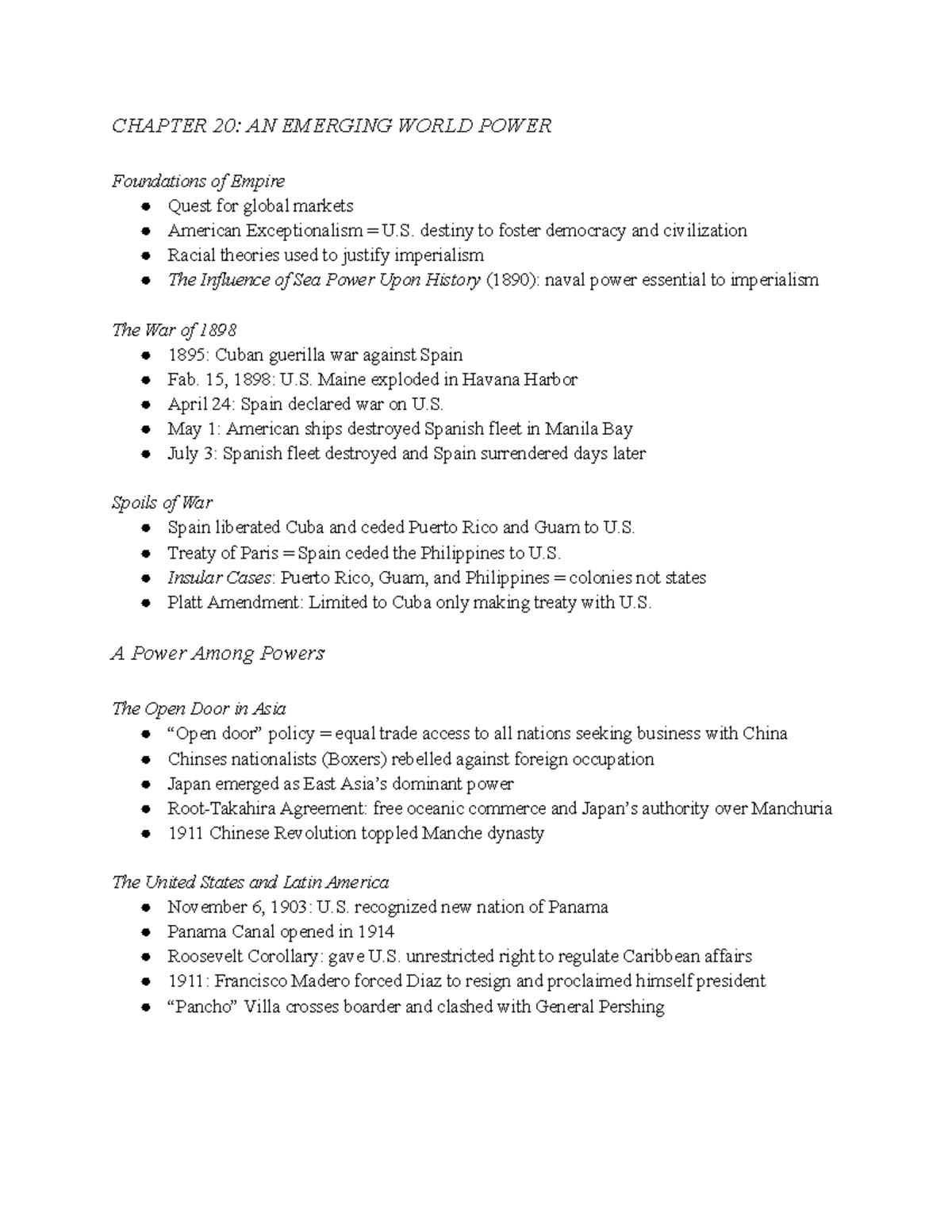 CHAP. 20 HIST 251 - Chapter 20 lecture notes of HIST 251. - CHAPTER 20 ...