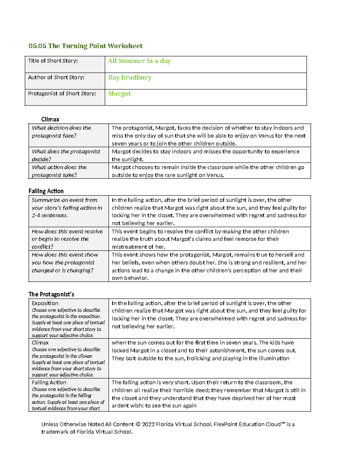05 05 worksheet= ELA - 05 The Turning Point Worksheet Climax What decision does the protagonist ...