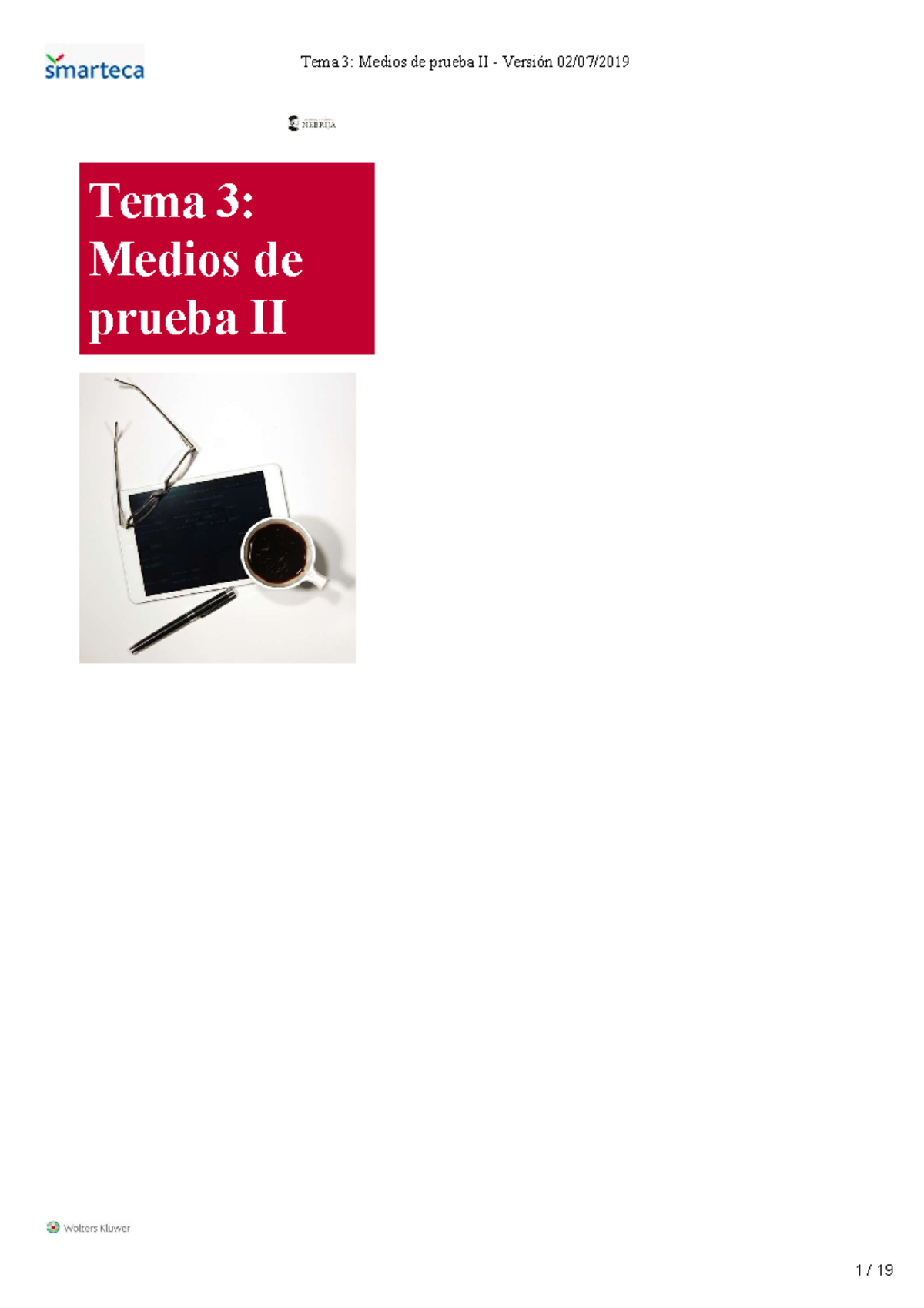 Tema 3. Medios de prueba II - Tema 3: Medios de prueba II Índice sistemático 1. Presentación 2 ...