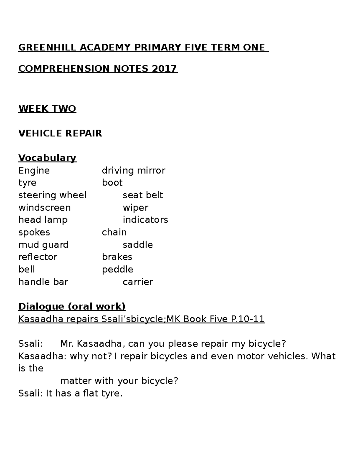 P - Comprehensive lesson notes - GREENHILL ACADEMY PRIMARY FIVE TERM ...