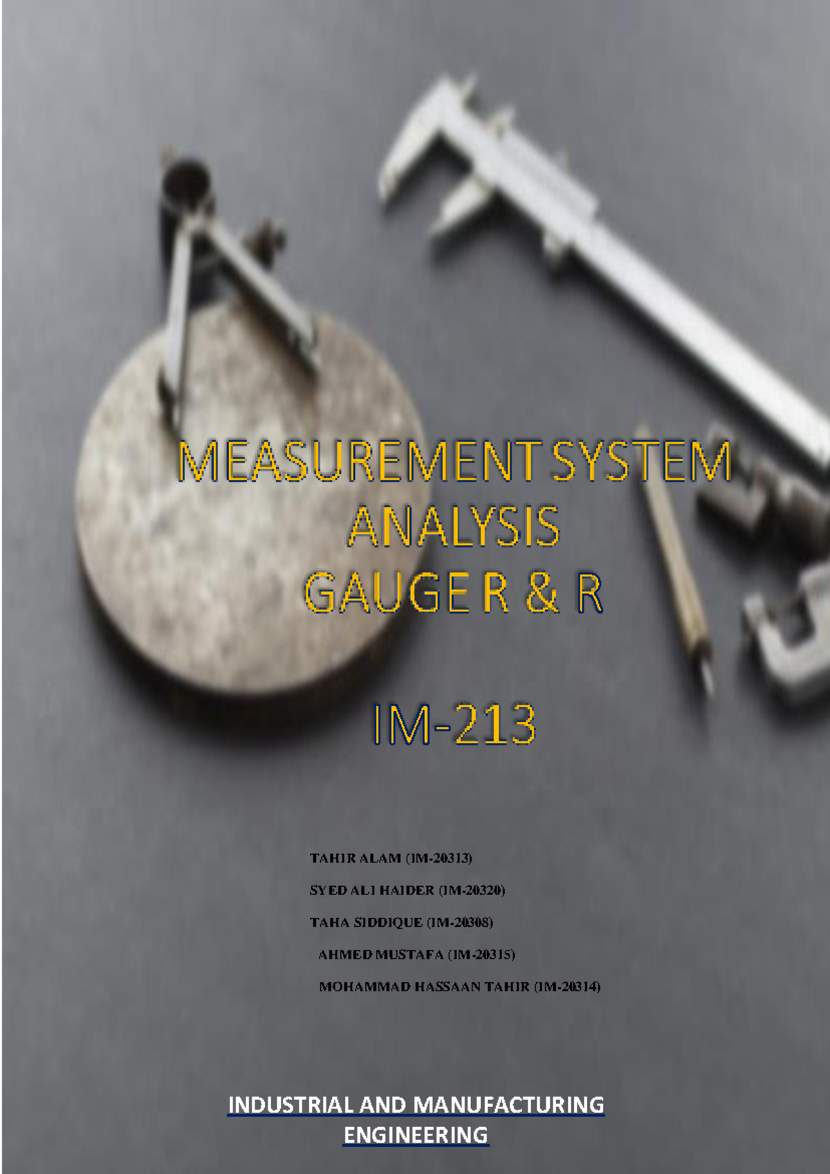 Measurement System Quality Control Tools Industrial Quality Control Ned University Of