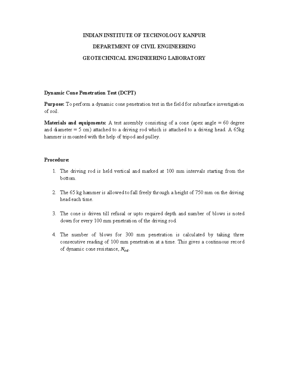 DCPT - DCPT - INDIAN INSTITUTE OF TECHNOLOGY KANPUR DEPARTMENT OF CIVIL ...