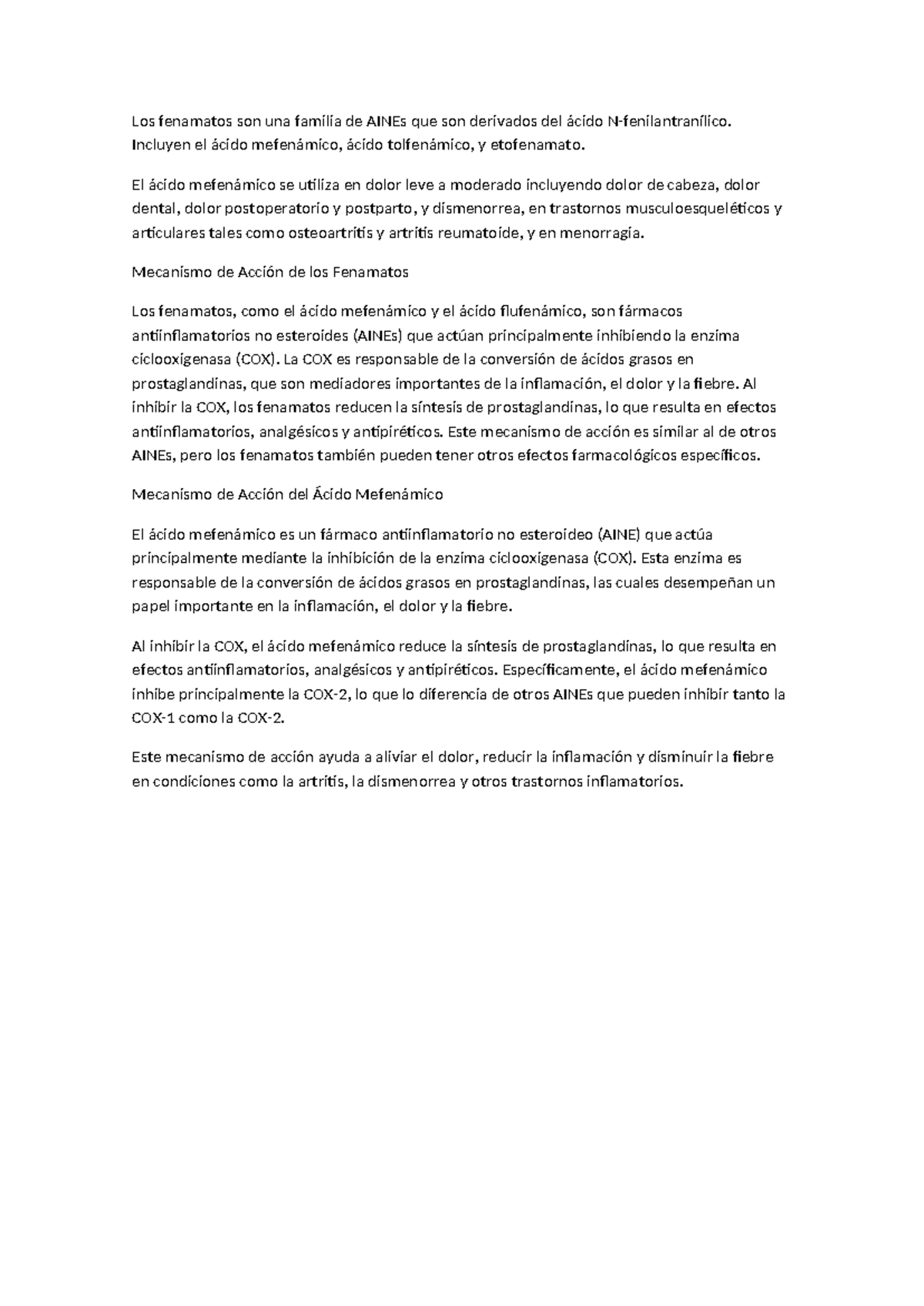 Aines - Los fenamatos son una familia de AINEs que son derivados del ...