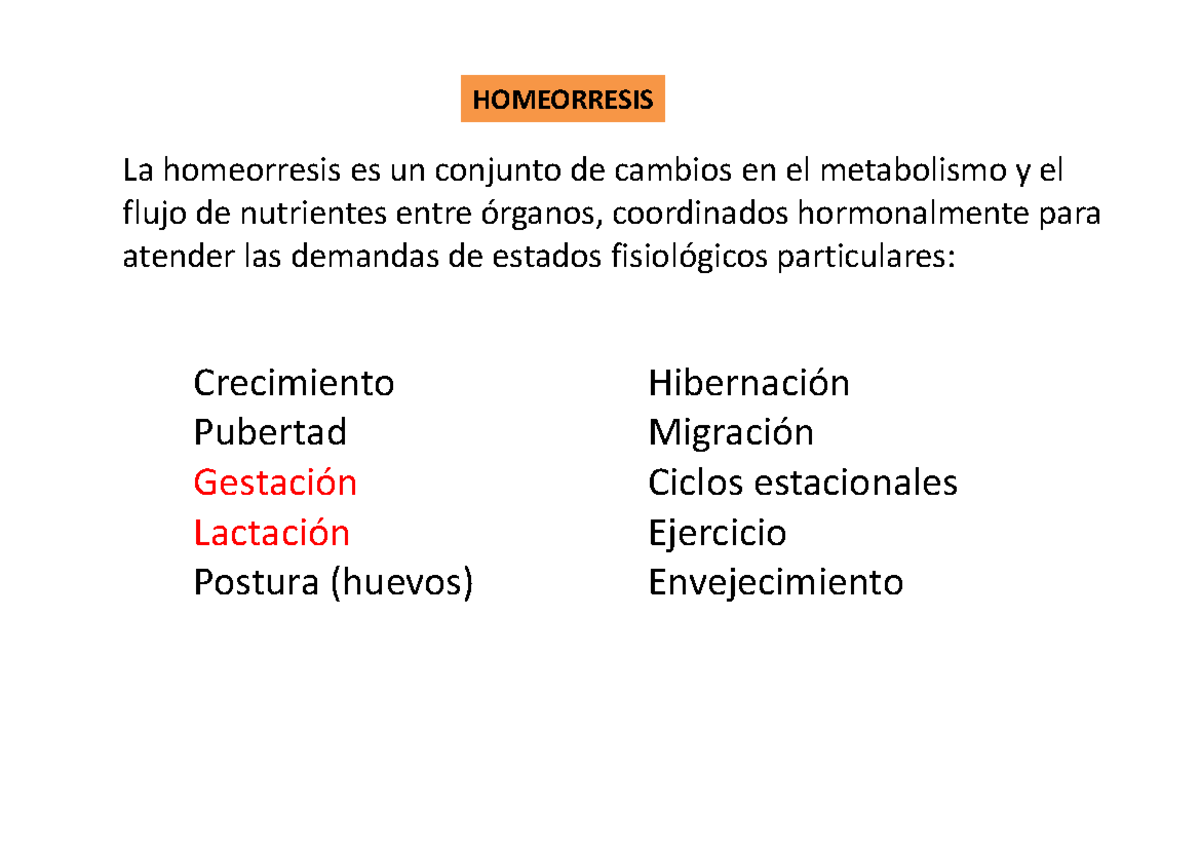 Homeorresis - HOMEORRESIS La homeorresises un conjunto de cambios en el ...