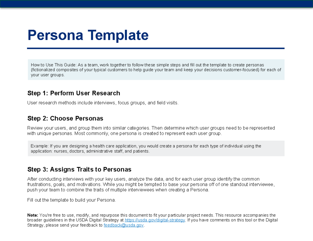 Persona-template - v sv - Persona Template How to Use This Guide: As a ...