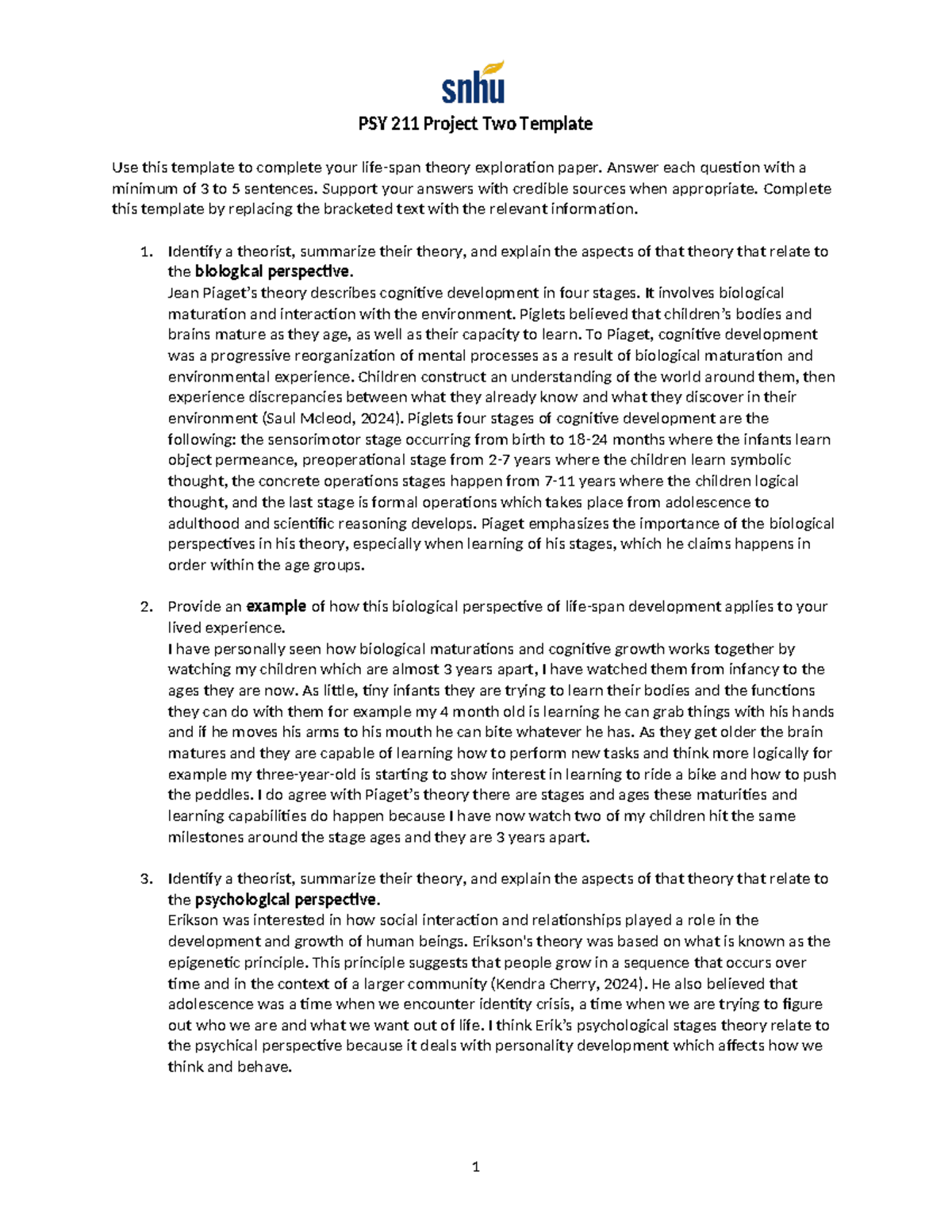 PSY 211 Project Two Template - PSY 211 Project Two Template Use this template to complete your ...